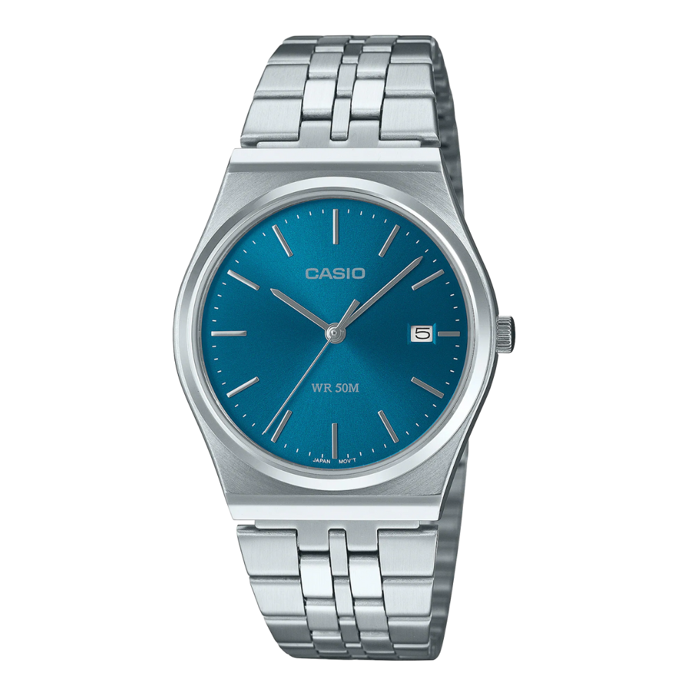 Casio Standard Blue Dial Stainless Steel Watch - MTPB145D22VT – Kavar